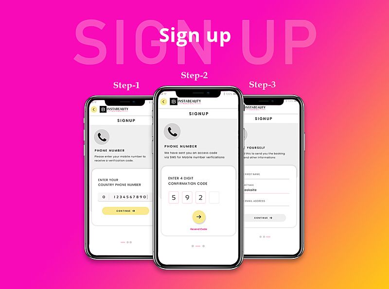 Sign Up Mobile App Screen for Beauty Salon by Ogma Conceptions on Dribbble