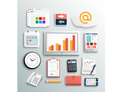 Workplace office and business work elements set. by Robuart on Dribbble
