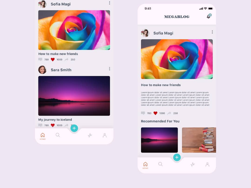 Blog app ui by Ishant Sharma on Dribbble