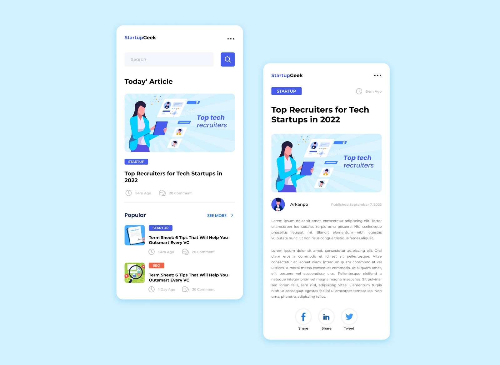Article UI Mobile by Arkanpo on Dribbble