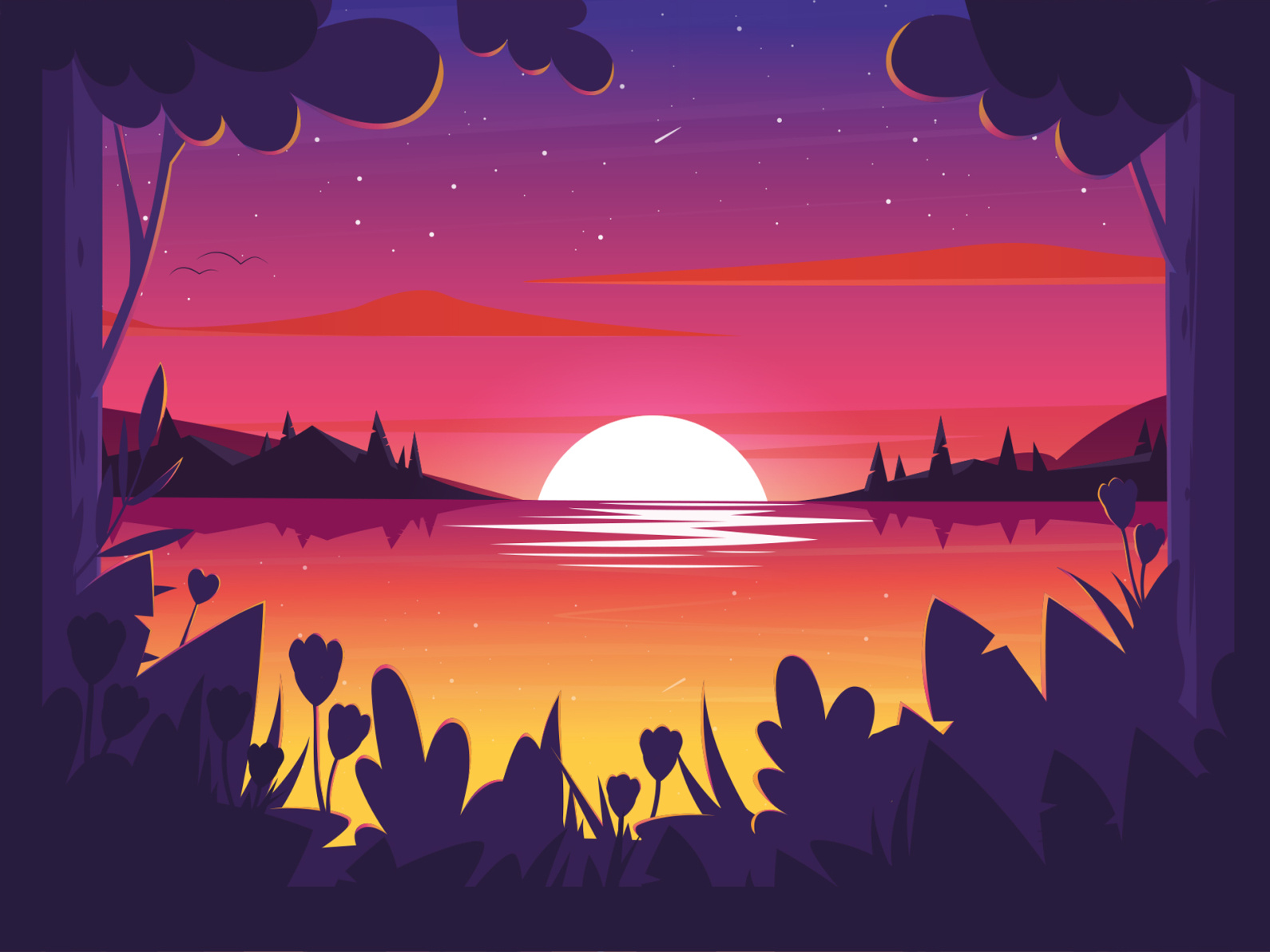 Lake Sunset by Karol_Volvif on Dribbble