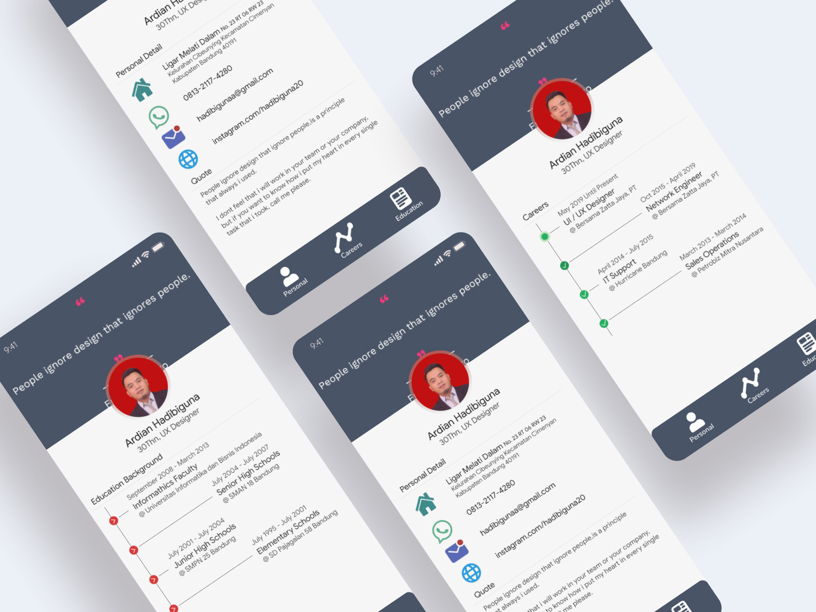 Curriculum Vitae Mobile Design by Ardian Hadibiguna on Dribbble