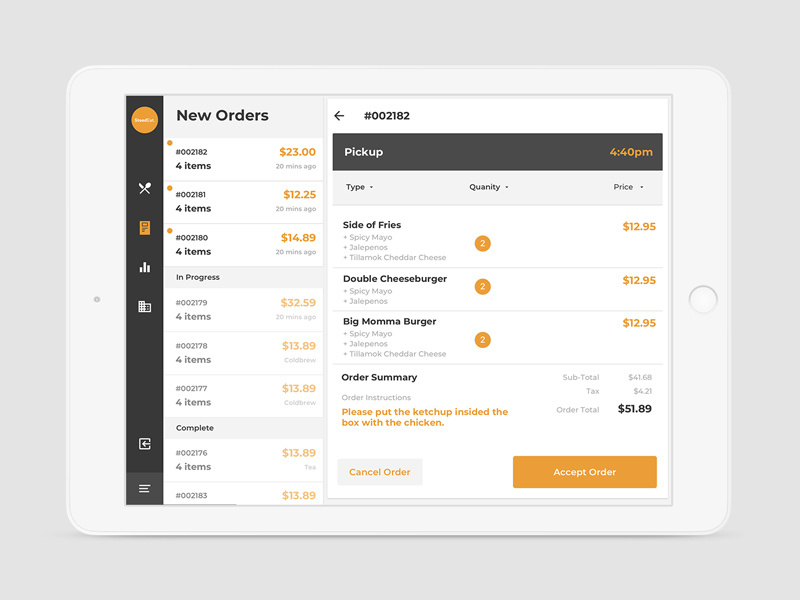 Ordering App - New Order Interface by Andrew Daniels on Dribbble