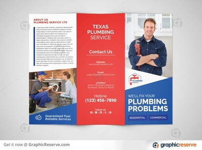Plumber Tri-Fold Brochure Template by Graphic Reserve on Dribbble