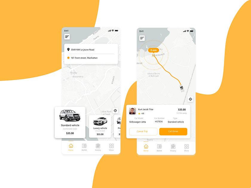 Driver App Design by Tarnim Youssef on Dribbble