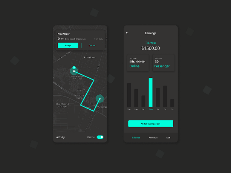 Driver App Design by Tarnim Youssef on Dribbble