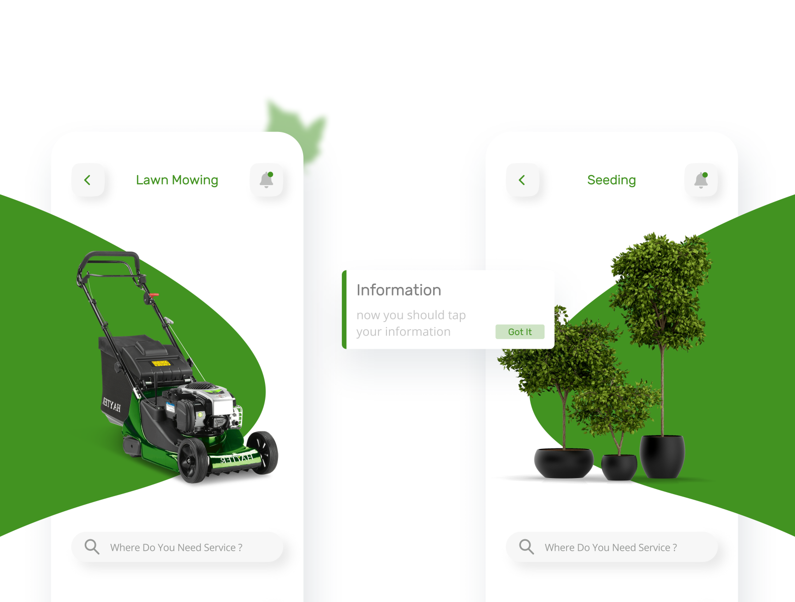 lawn mowing app by Rami Jbara on Dribbble