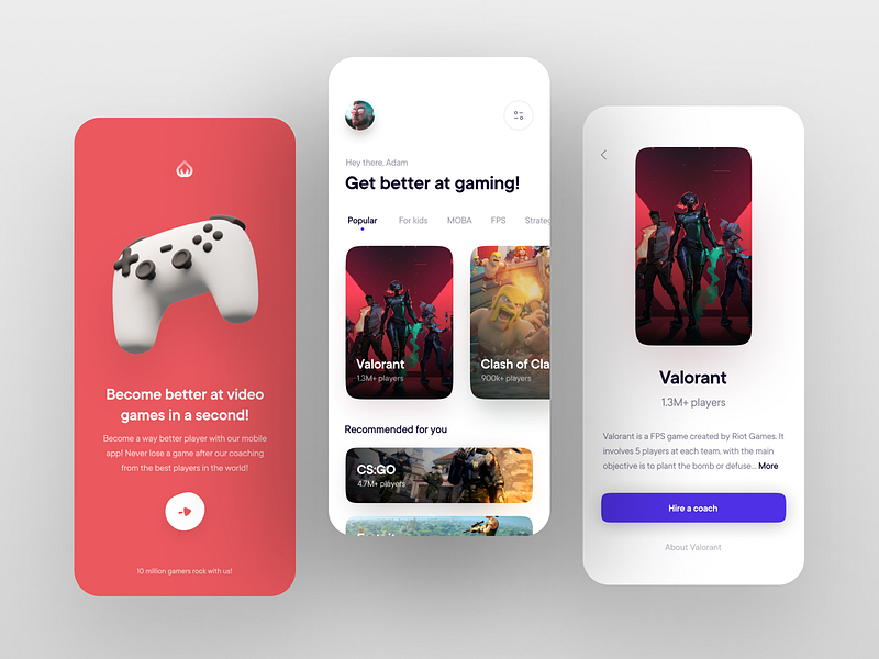 Gaming App UI by Michael Filipiuk for Fireart Studio on Dribbble