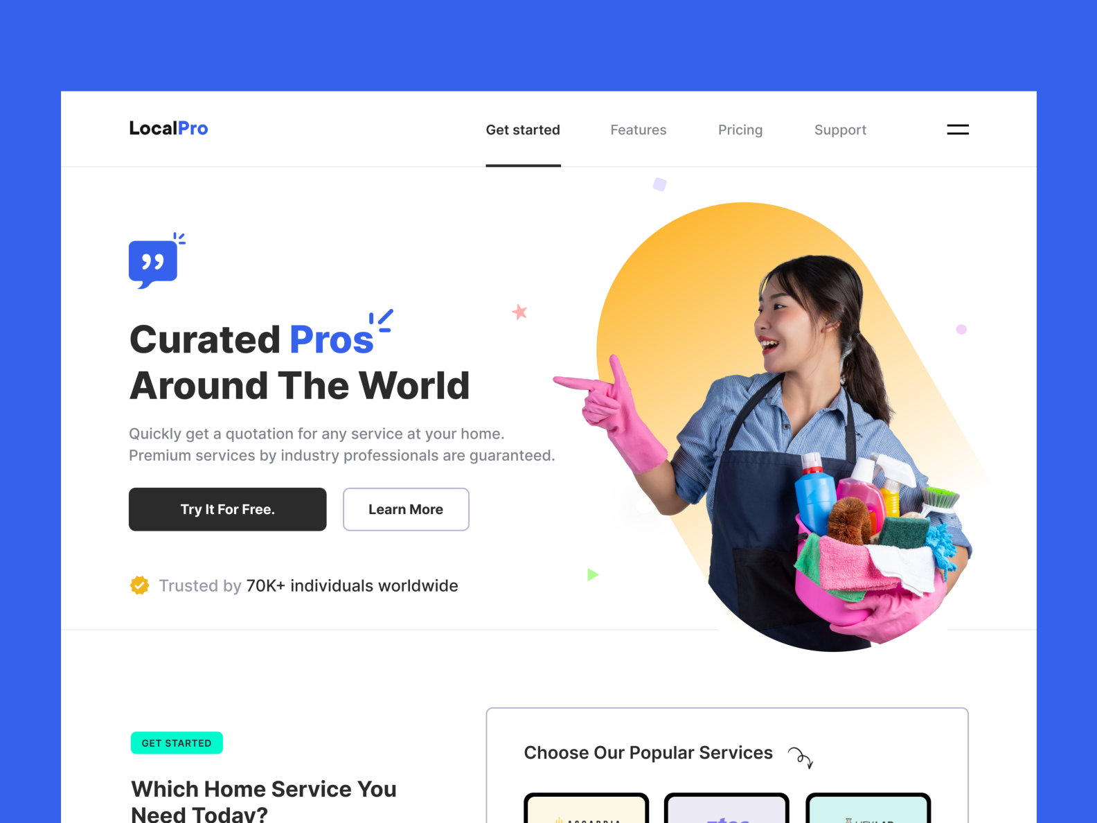 Home services web page by Shubham Chaturkar on Dribbble