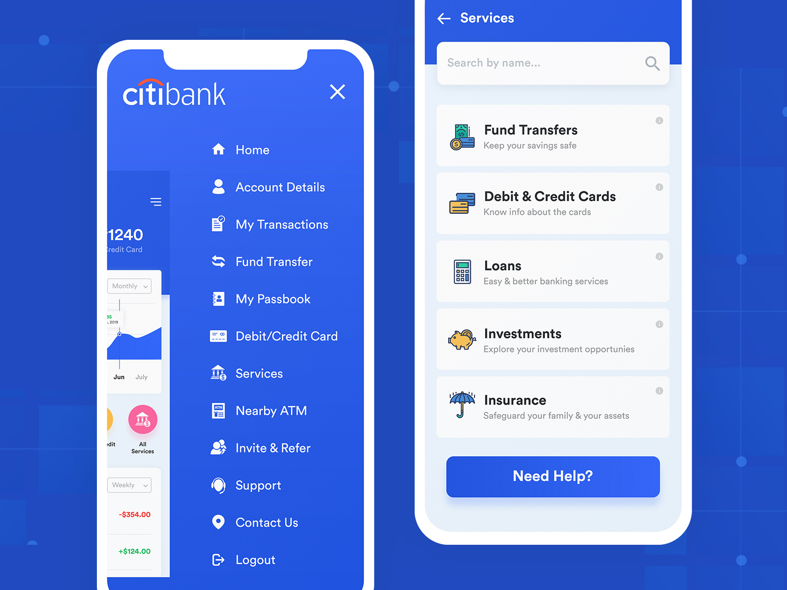 Mobile app UI for Banking and Finance by Vishnu Gupta on Dribbble