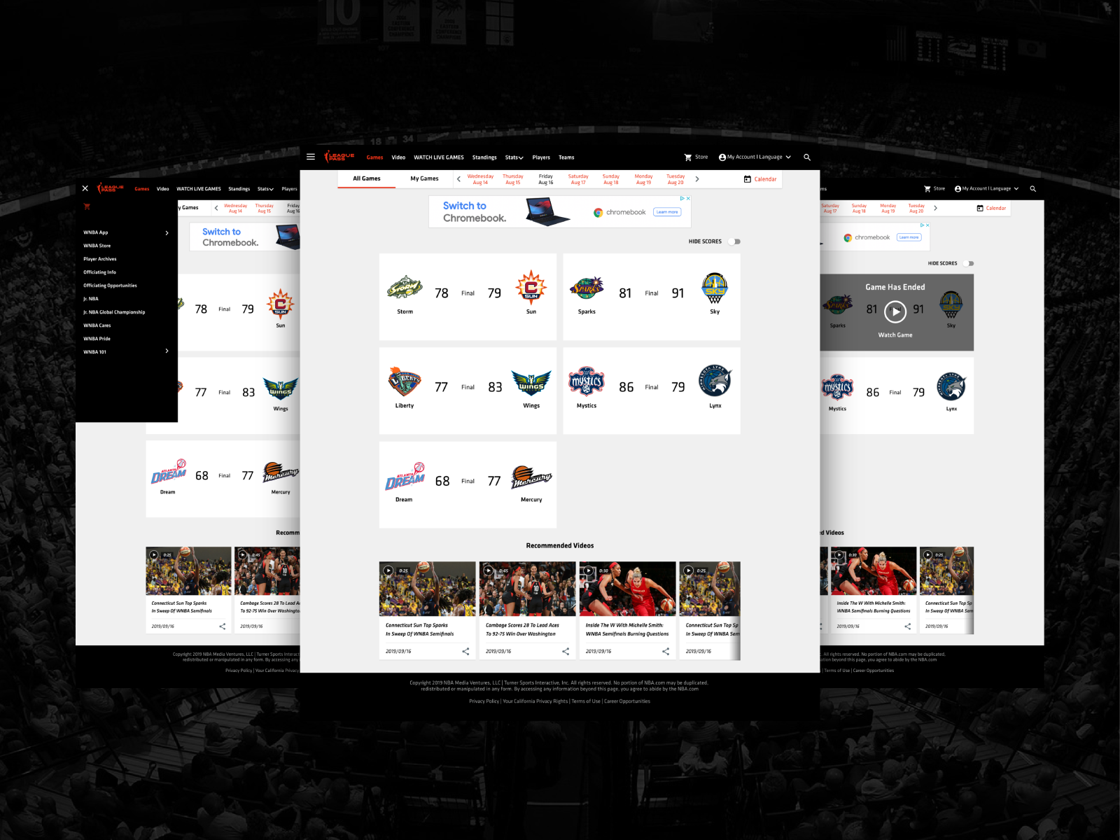 WNAB League Pass game page by Joey Chen on Dribbble