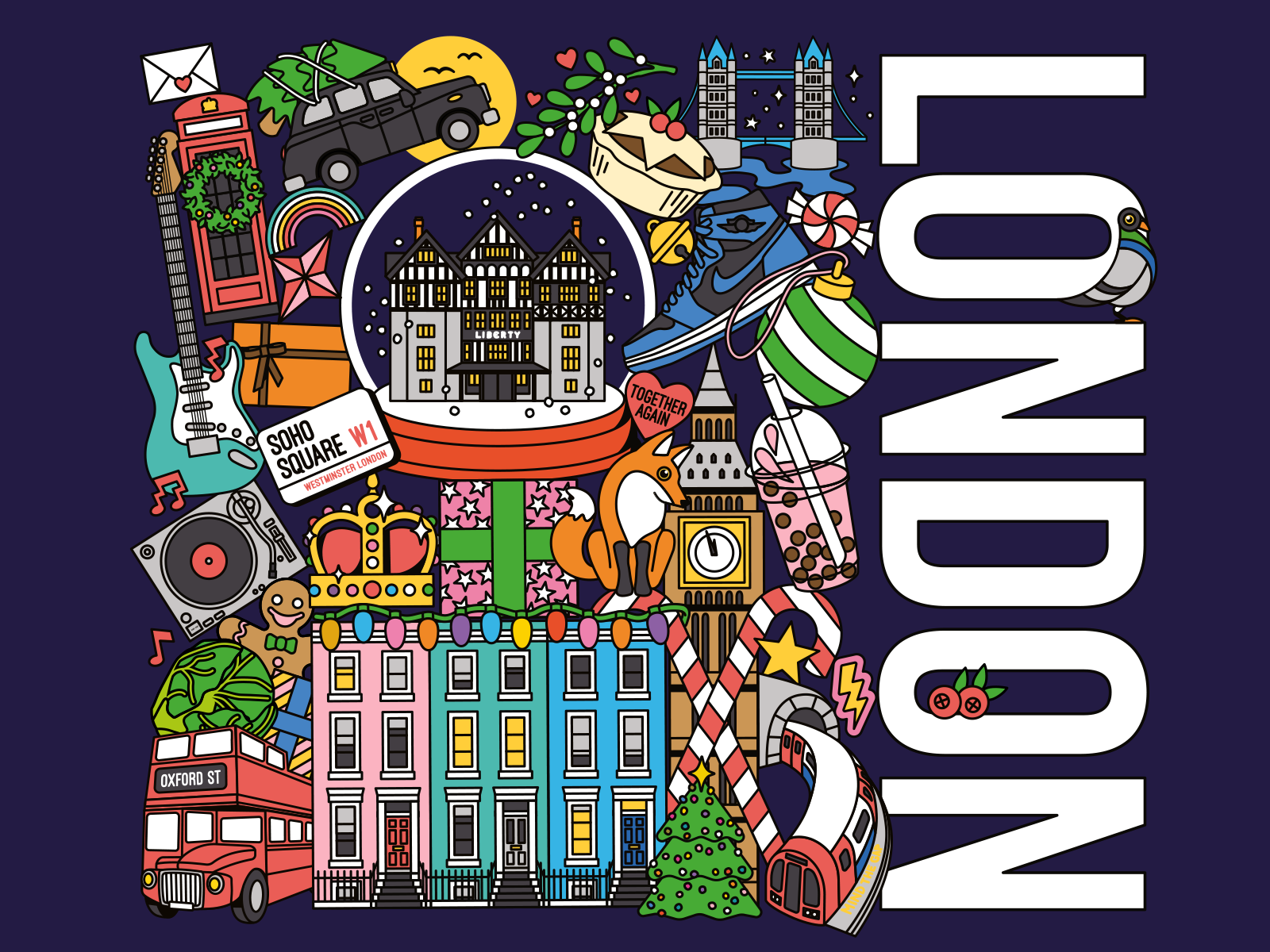 London at Christmas - city illustration by SEASONOFVICTORY aka Linda ...