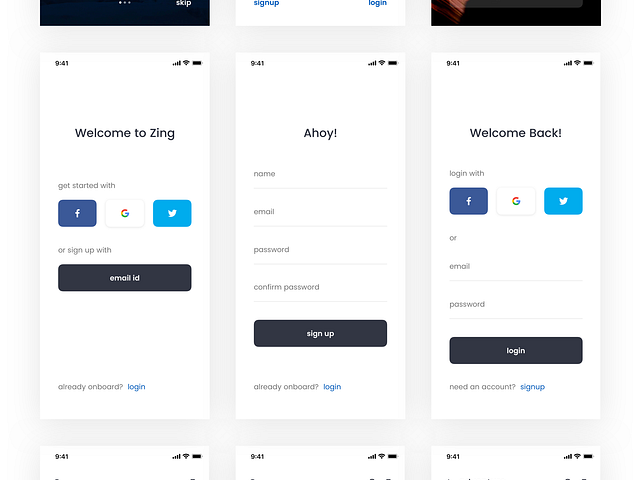 Zing - Mobile UI Kit Freebie | Day 110/365 - Project365 by Kishore on ...