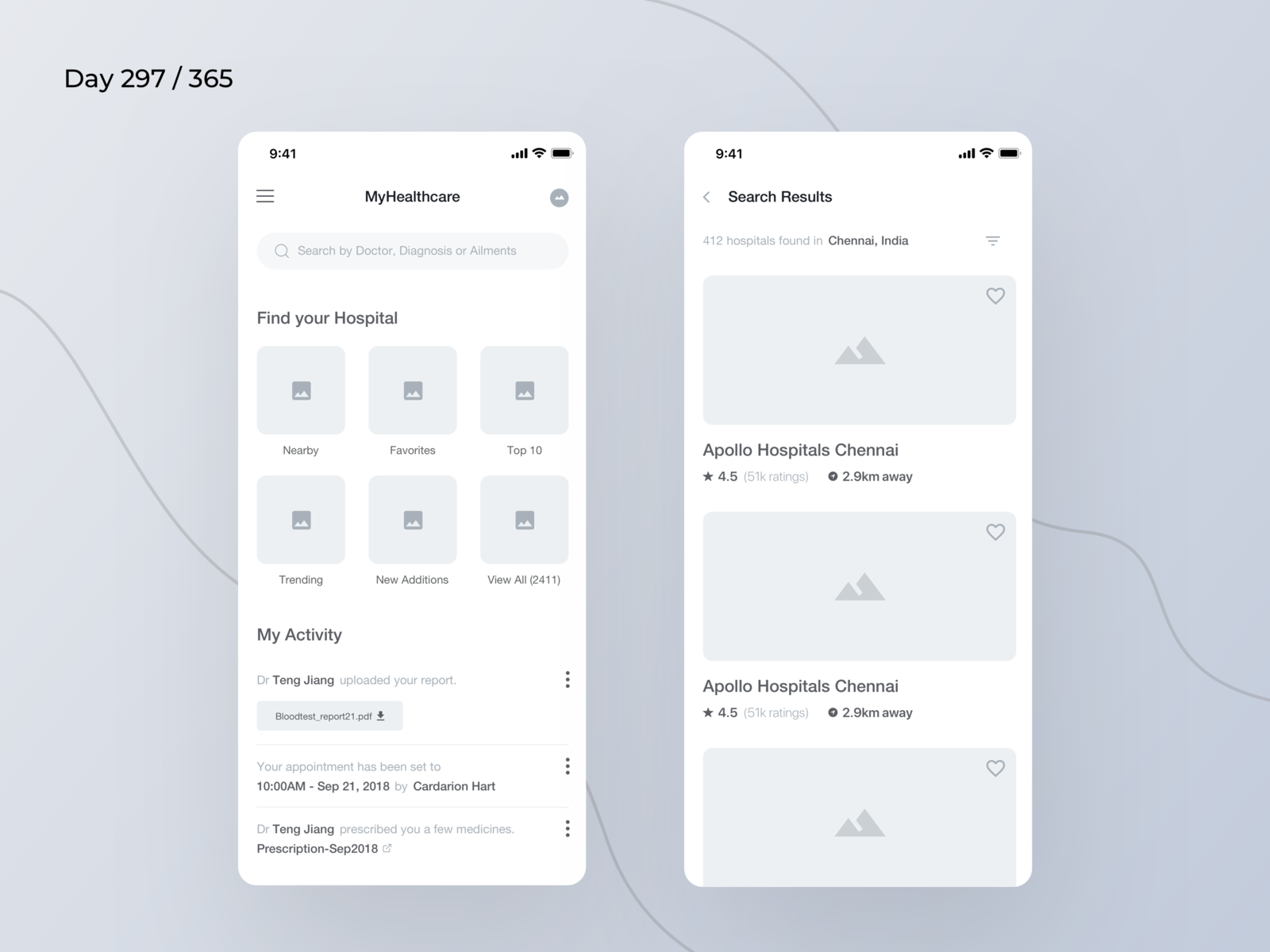 Hospital Finder App Wireframe | Day 297/365 - Project365 by Kishore on ...