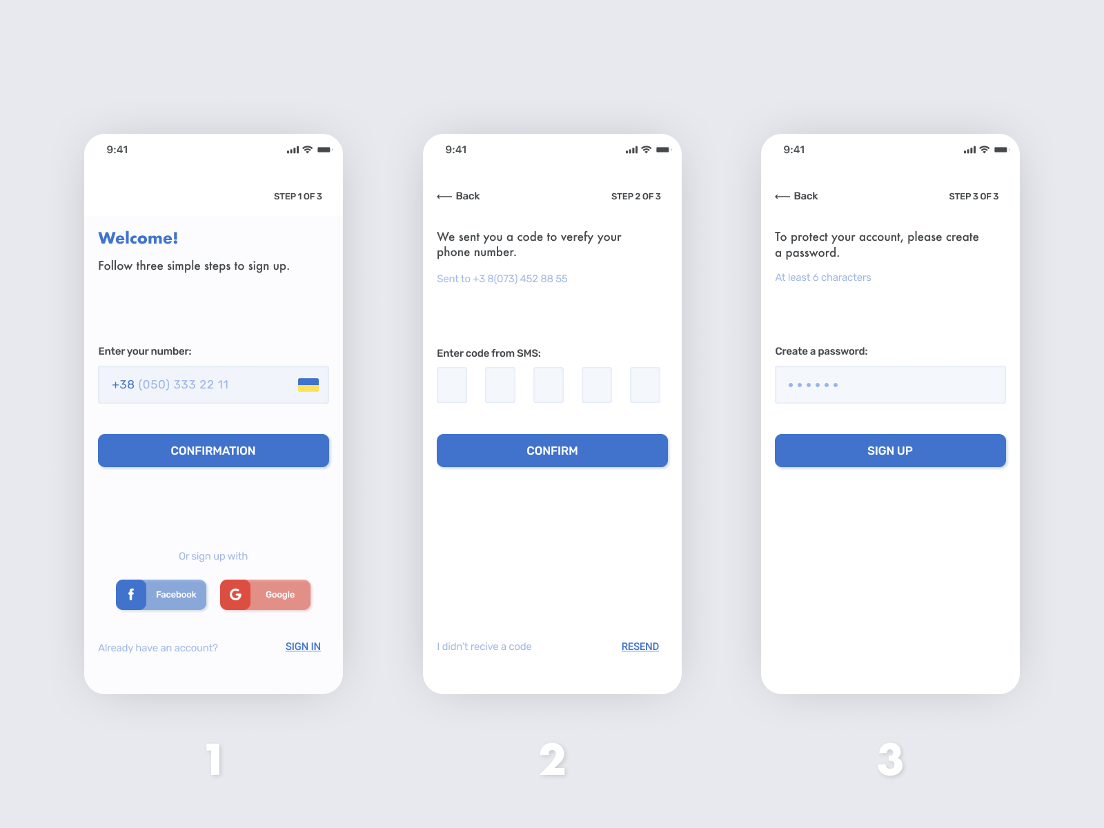 Sign up screens by Anastasiia on Dribbble