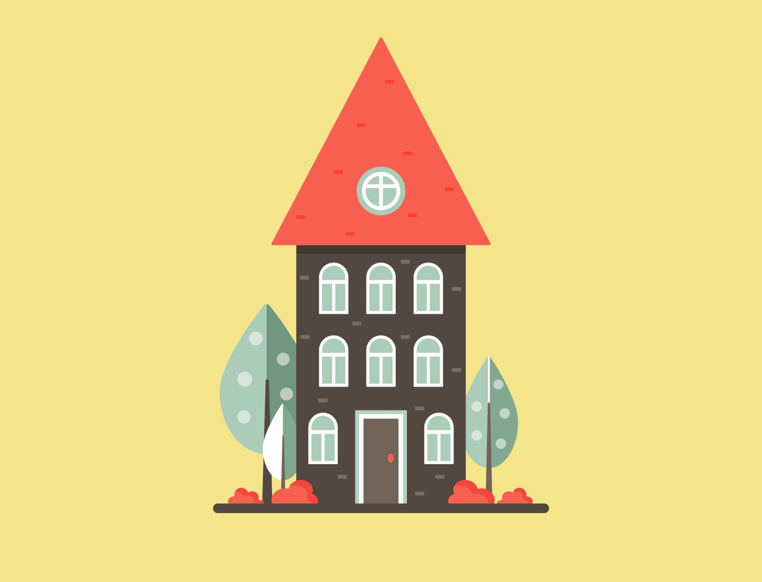 Cute house with trees and bushes. Sweet home by Olasoul on Dribbble