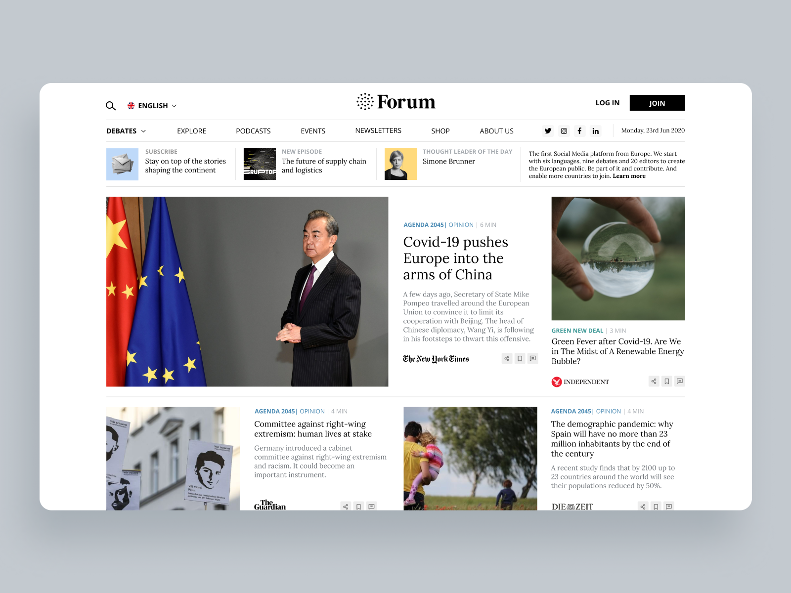Forum - landing page by Ante Babic on Dribbble
