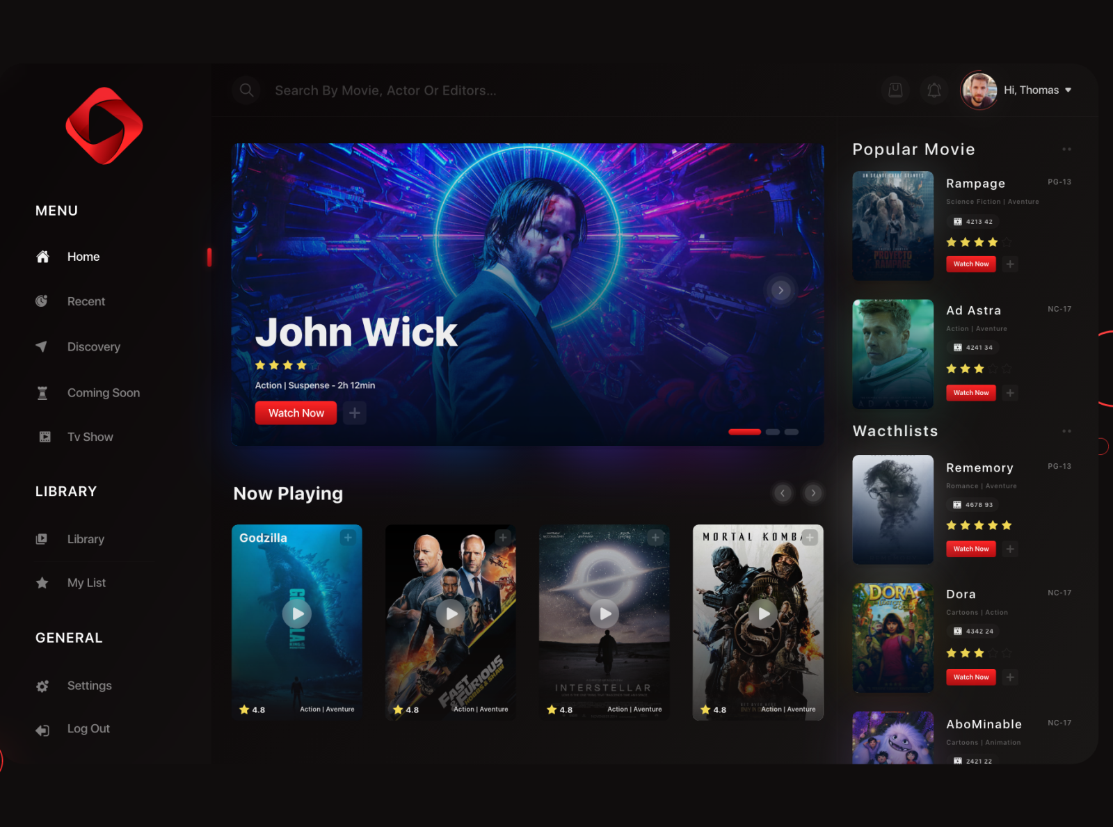 Movie Streaming Dashboard by Vladimir Mendoza on Dribbble