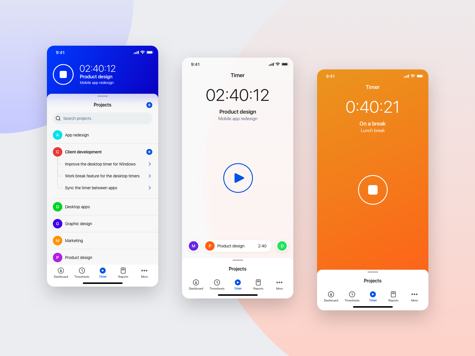 Timer screens by Adrian Goia on Dribbble