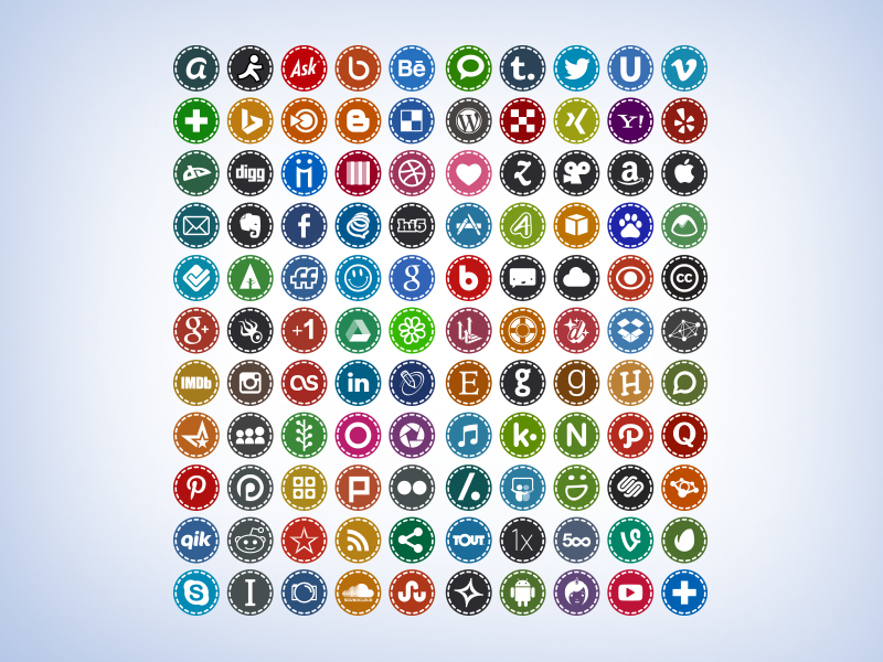 100+ Free Hand Stitch Social Media Icons 2014 by Zee Que | Designbolts ...