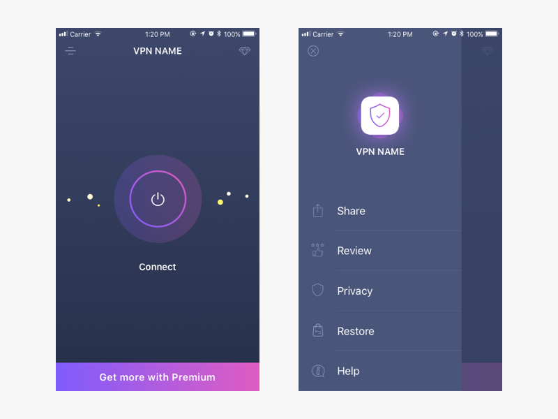 VPN App & Icon Design by Tatyana Nikitenko on Dribbble