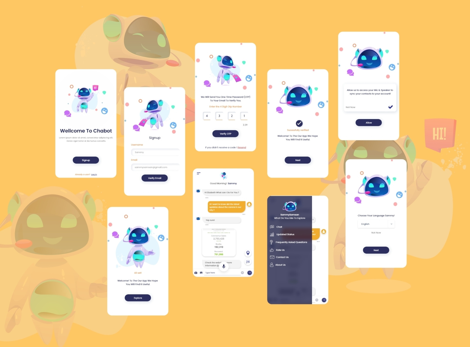chatbot UI For Corona Issues by Samson on Dribbble