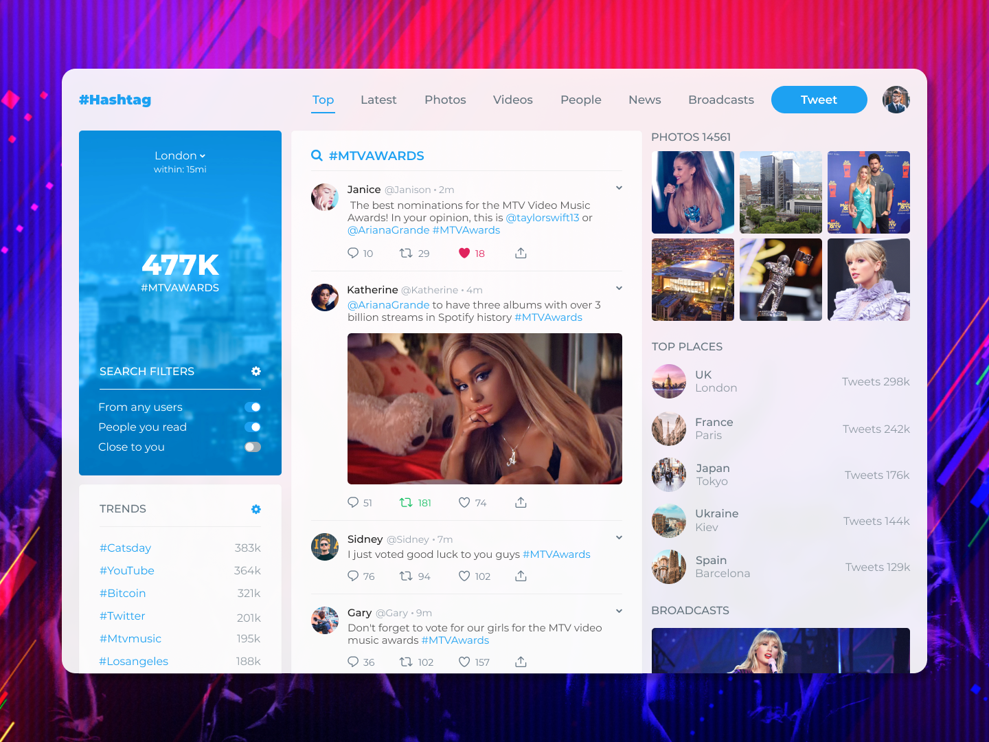 Search #Hashtag by Andrey Artamonov on Dribbble