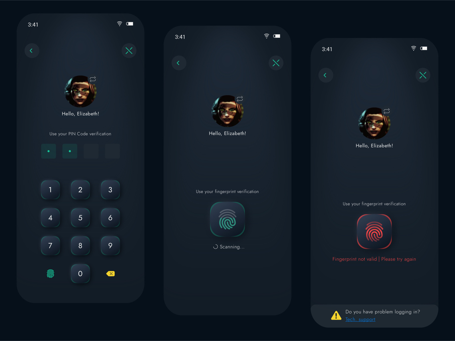 PIN Code & Fingerprint verification by Aleksandra Lavretieva on Dribbble