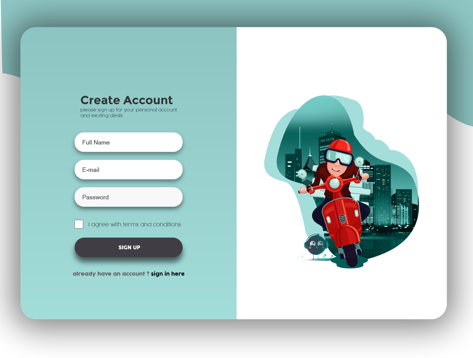 User interface for SIGN UP portal by Vishven Dhroov on Dribbble