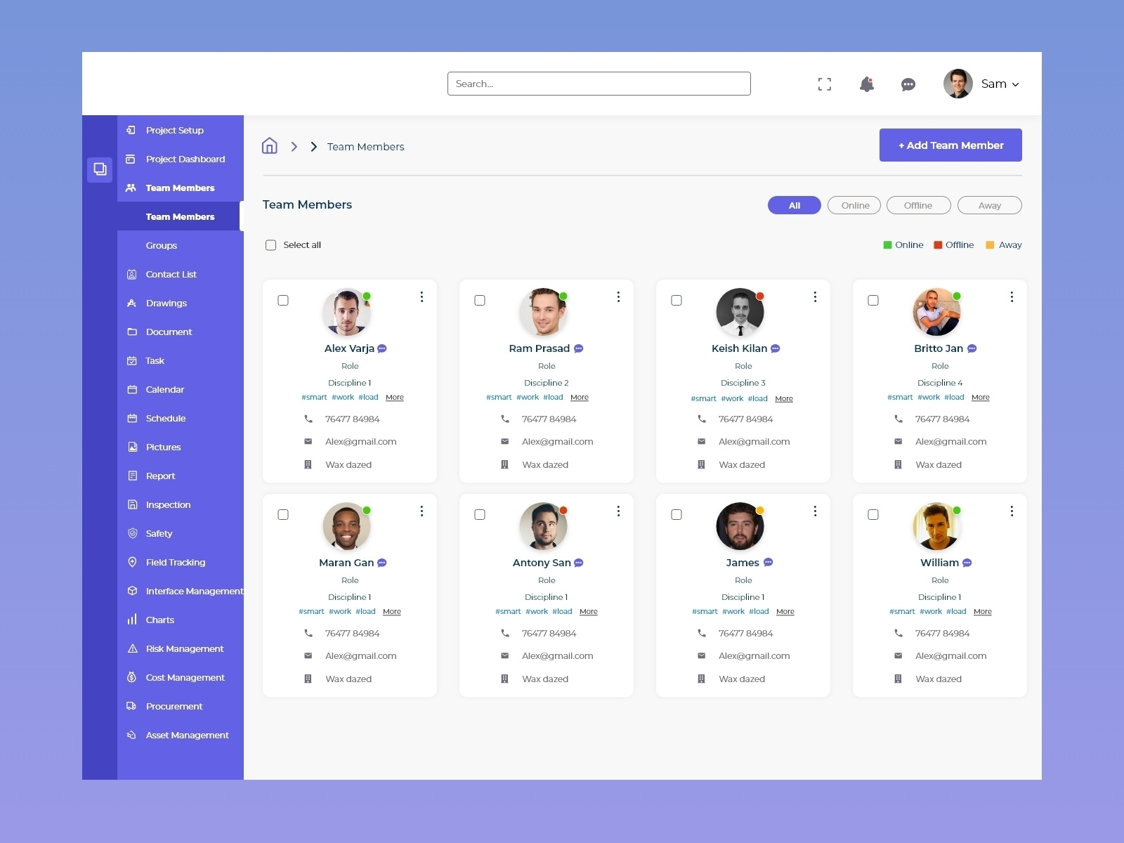 Team Members Dashboard by Aish Surya Sam on Dribbble