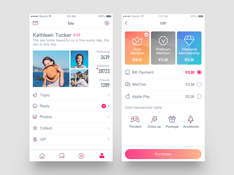 Profile & VIP by YZ on Dribbble