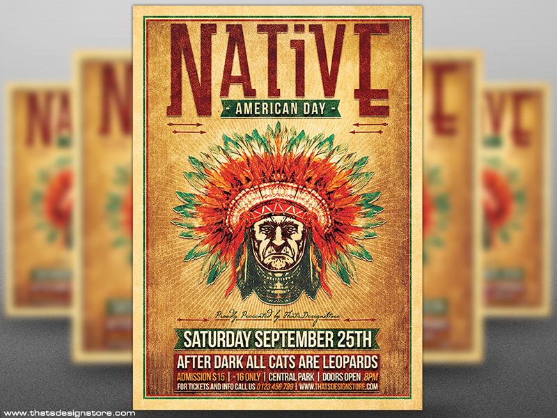 Native American Day Flyer Template by Lionel Laboureur for Thats Design ...
