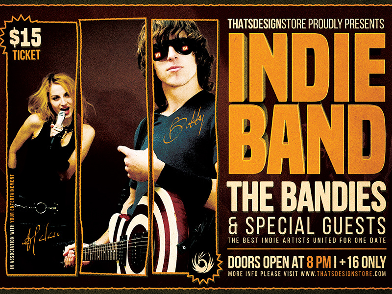 Indie Band Flyer Template by Lionel Laboureur for Thats Design Store on ...