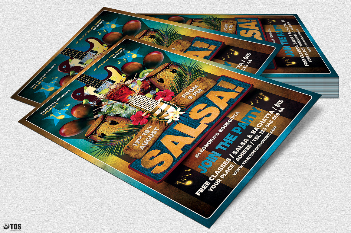 Cuban Live Salsa Flyer Template V1 by Lionel Laboureur for Thats Design ...