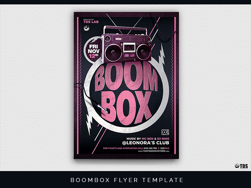 Boombox Flyer Template by Lionel Laboureur for Thats Design Store on ...