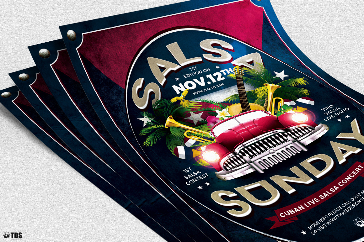Cuban Live Salsa Flyer Template V2 by Lionel Laboureur for Thats Design ...