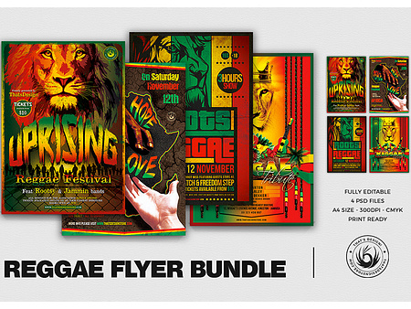 Reggae Flyer Bundle by Lionel Laboureur for Thats Design Store on Dribbble