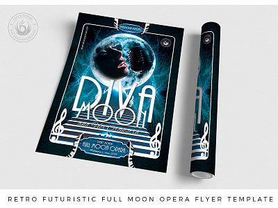 Retro Futuristic Full Moon Opera Flyer Template by Lionel Laboureur on ...