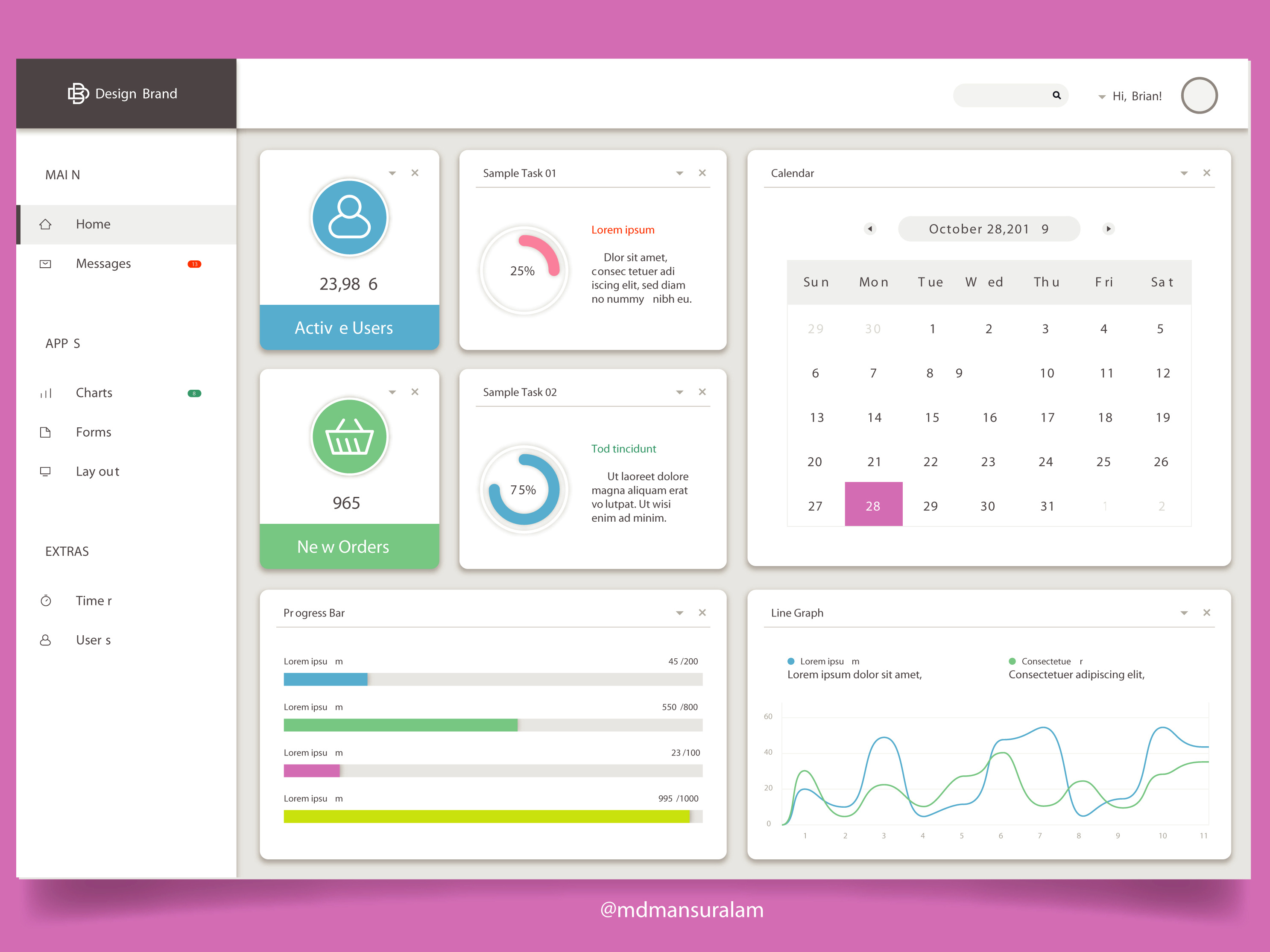 Colorful App Dashboard With by Md mansur alam on Dribbble