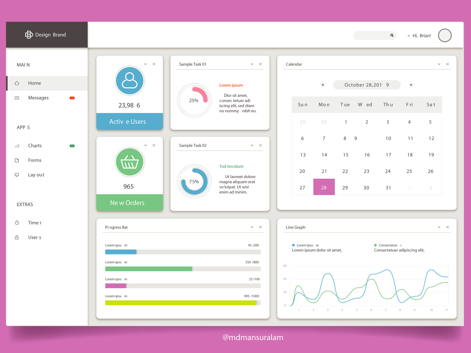 Colorful App Dashboard With by Md mansur alam on Dribbble