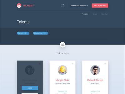 Talents directory by Donovan Charpin on Dribbble