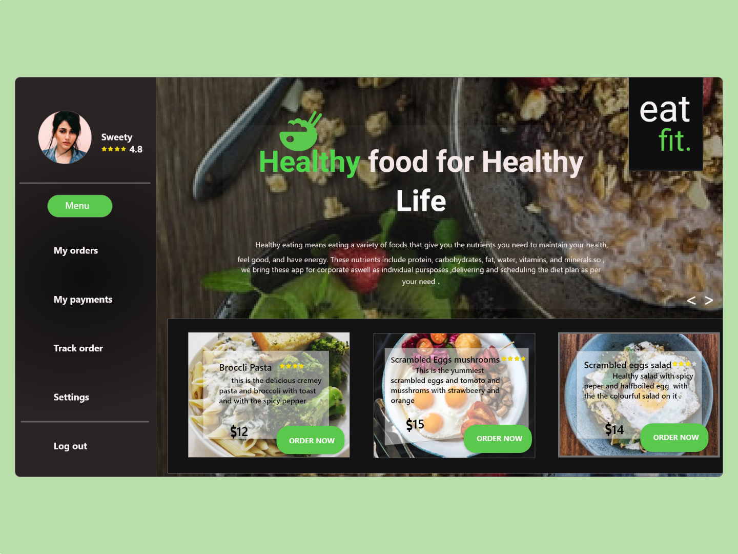 Healthy food app by sindhuja reddy on Dribbble
