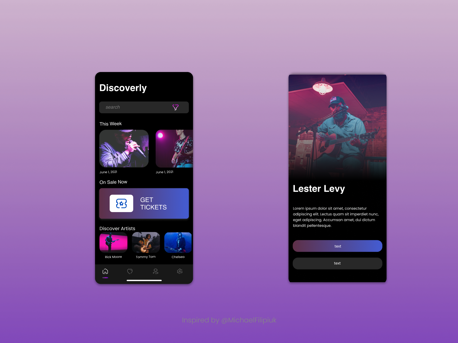 Concert App by Corey Jameson on Dribbble