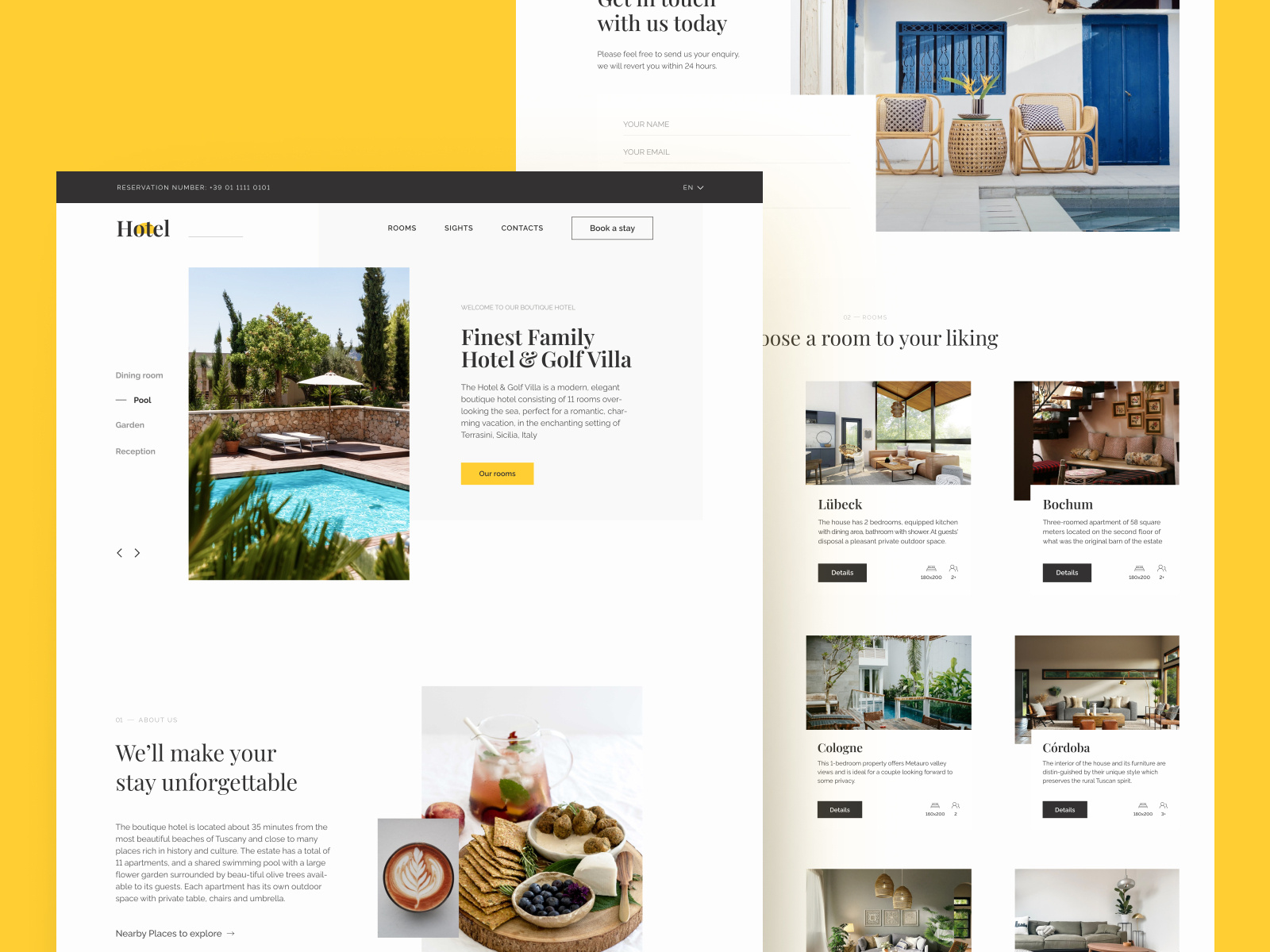 Boutique Hotel Web design | Main Page by Vicki Maiden on Dribbble