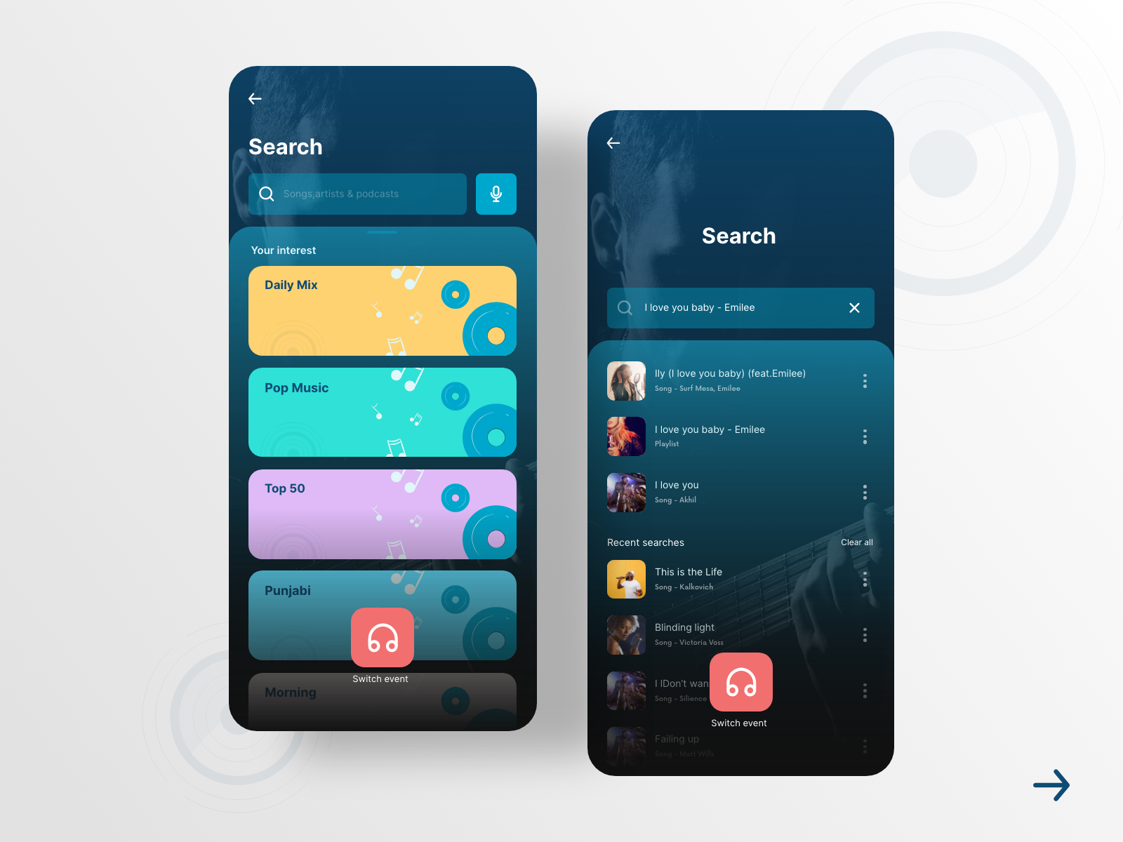 Music App Search screen UI UX by Bhavuk Thakur on Dribbble