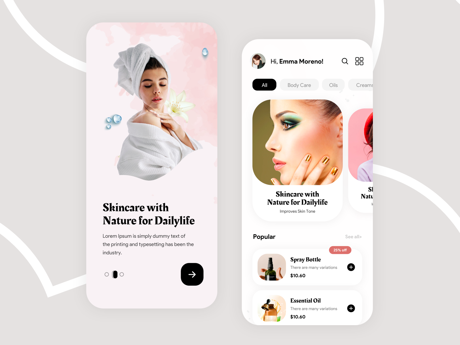 Skincare Beauty Mobile App Design by Abhishek Dhiman on Dribbble