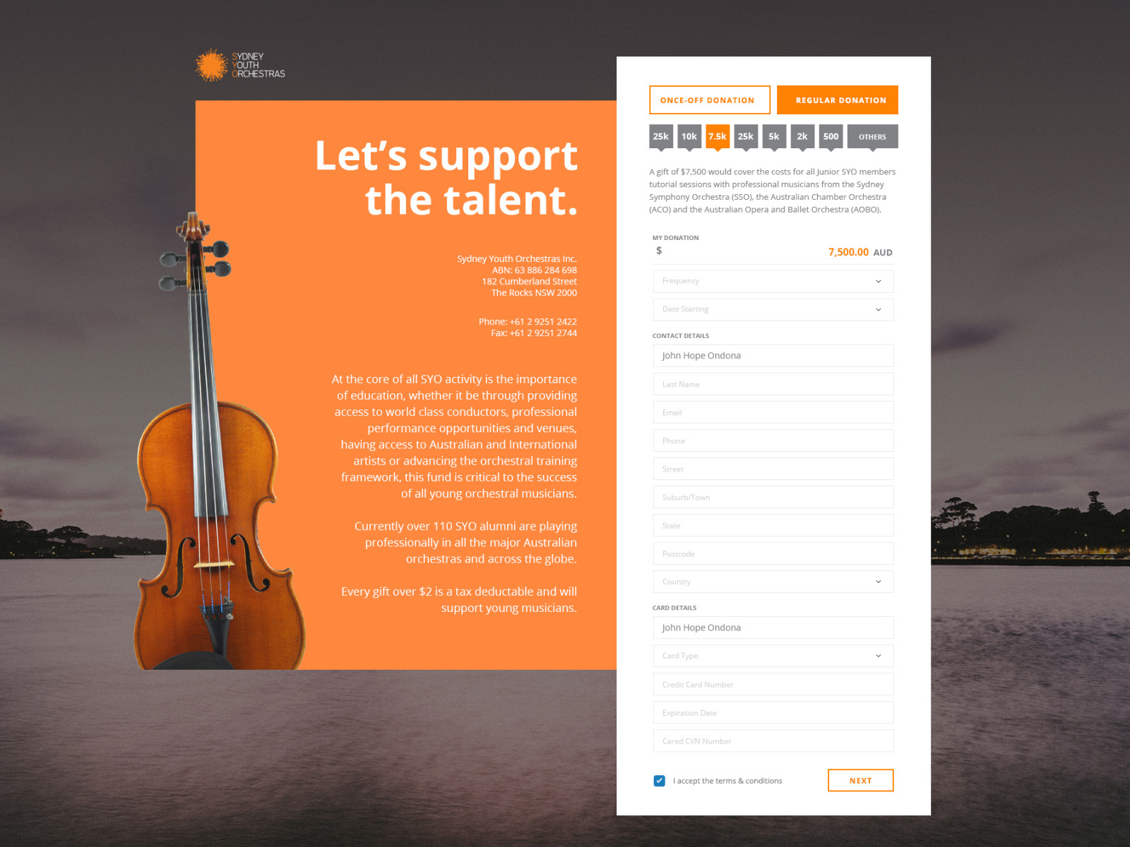 Old Project Donation page by Ronald Serohijos on Dribbble