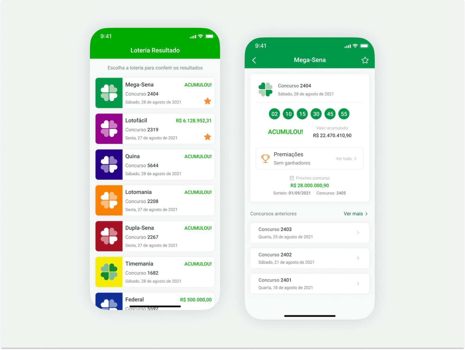 Mobile lottery app design by Felipe Soares on Dribbble