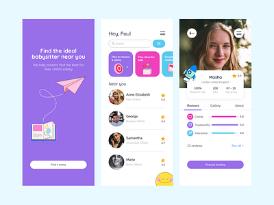 Babysitting/Nanny Mobile App by Mylena Oliveira on Dribbble