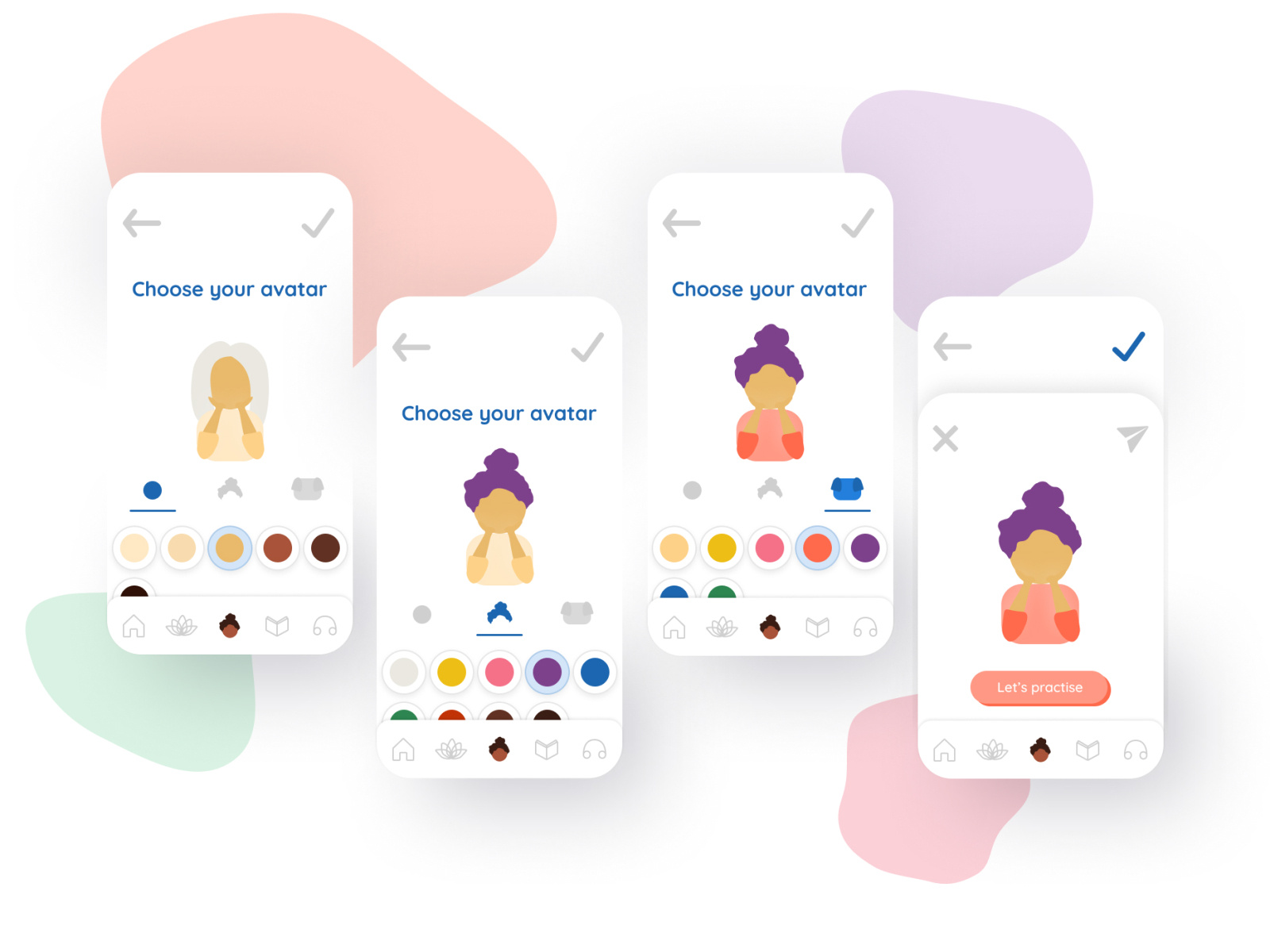Daily UI #007 | Yoga For Kids Avatar Settings by Irem Ozkaya on Dribbble